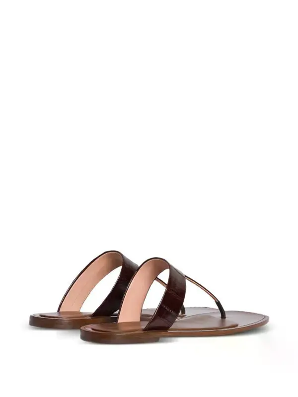 Alberta Ferretti Croc-effect Thong Sandals - Brown