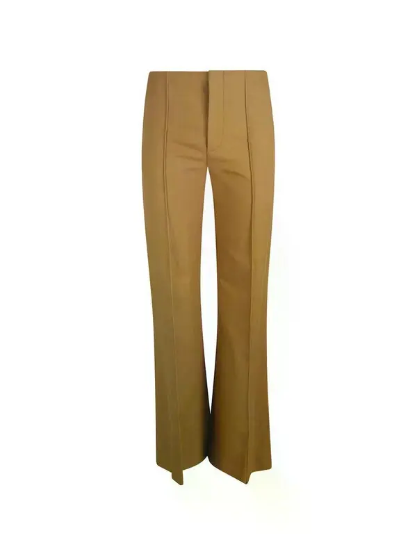 Chloé Flared Cotton Trousers - Brown