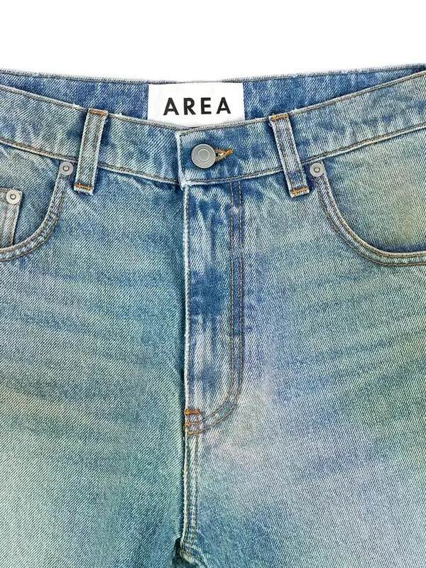 AREA Crystal-embellished Frayed Denim Shorts - Blue