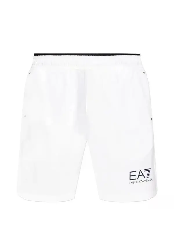 EA7 Logo-detail Elasticated Shorts - White