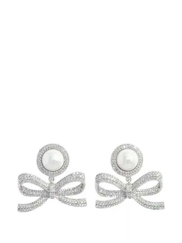 SELF-PORTRAIT Bow-detail Pearl Drop Earrings - Silver