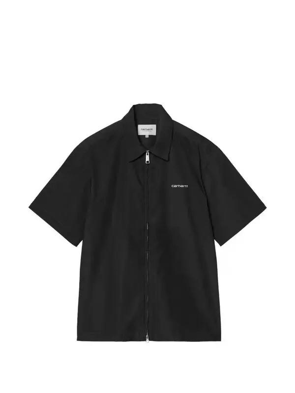 Carhartt Work In Progress Postal Zip-neck Short-sleeved Shirt - Black