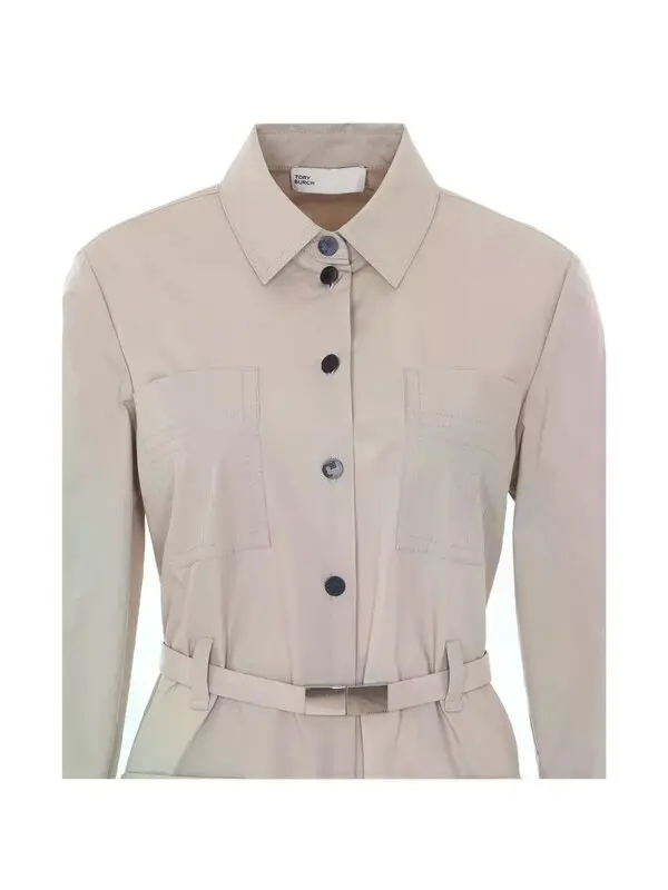 Tory Burch Belted Shirt Dress - Neutrals