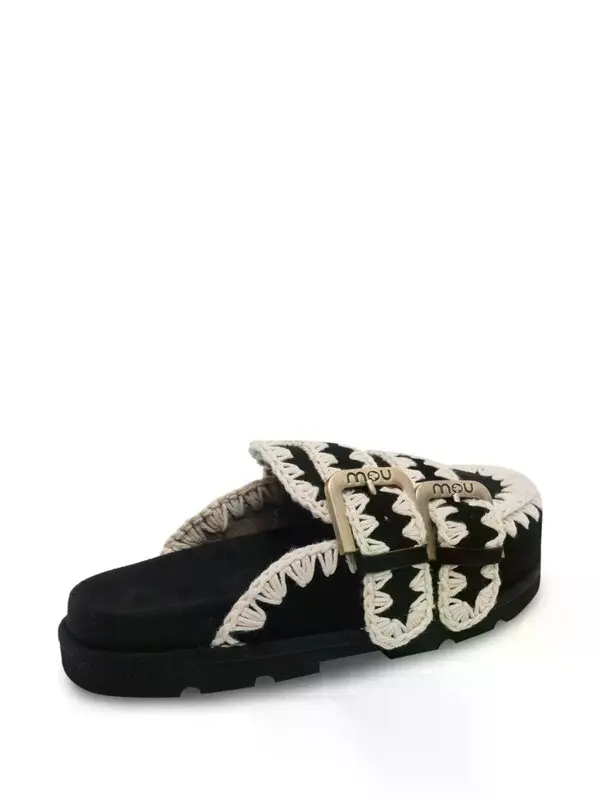 Mou Low Bio Buckle Mules - Black