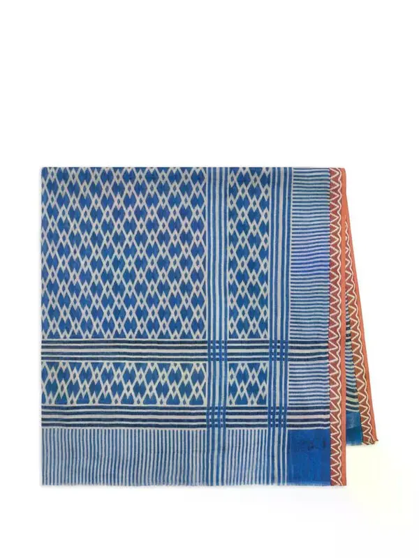 Malìparmi Fringed-print Scarf - Blue