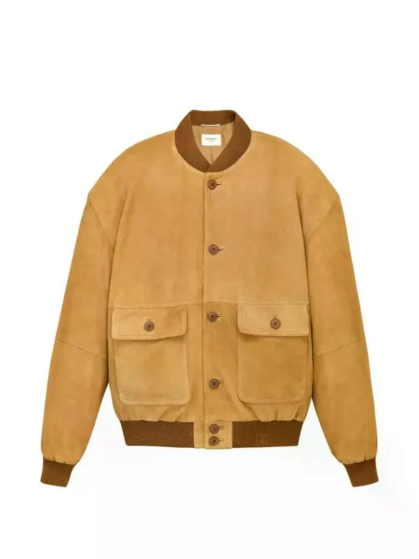Saint Laurent Suede Bomber Jacket - Neutrals