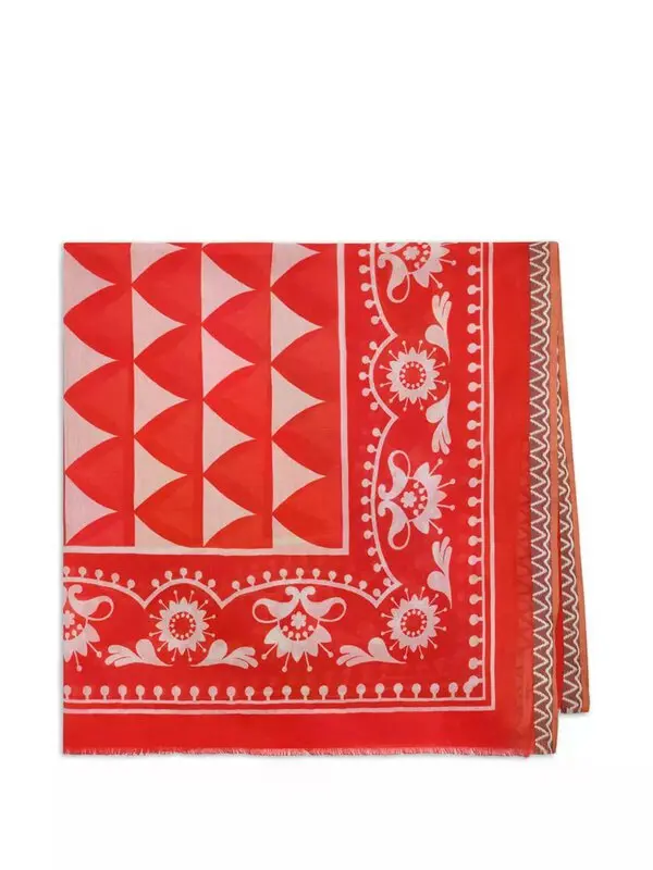 Malìparmi Fringed Printed Scarf - Red