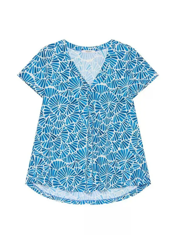Malìparmi Shell A-line V-neck Top - Blue