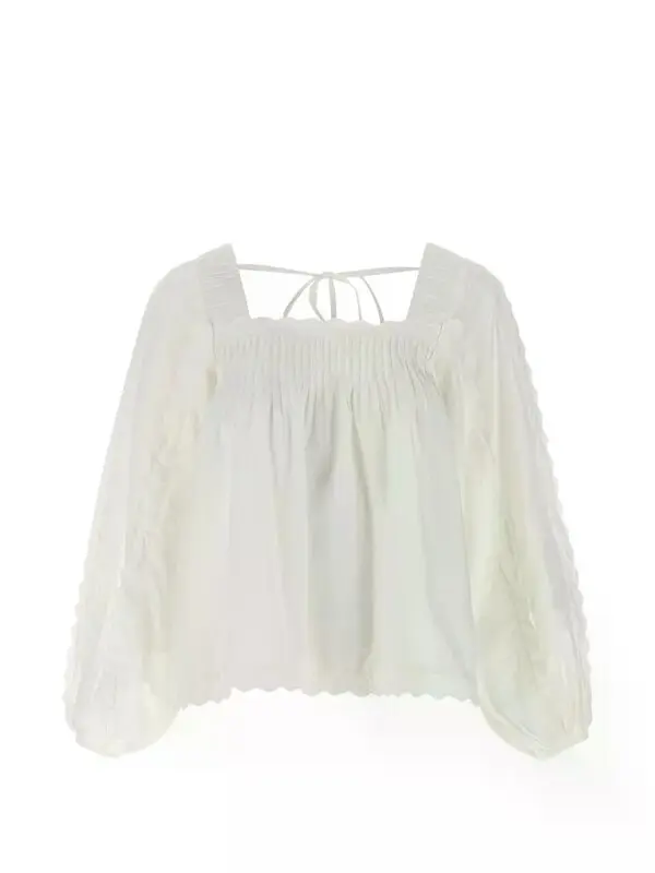 Farm Rio Pleated Long-sleeve Blouse