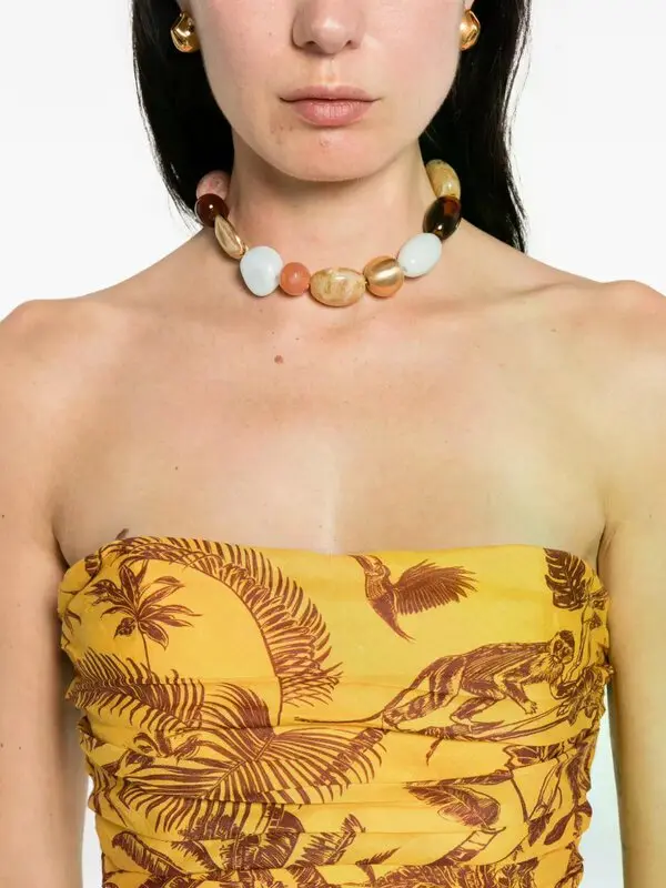 ALEMAIS Ruched Floral Print Dress - Yellow