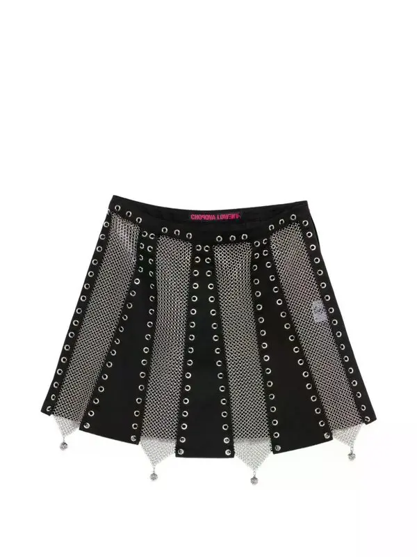 CHOPOVA LOWENA Titan Eyelet Mini Skirt - Black