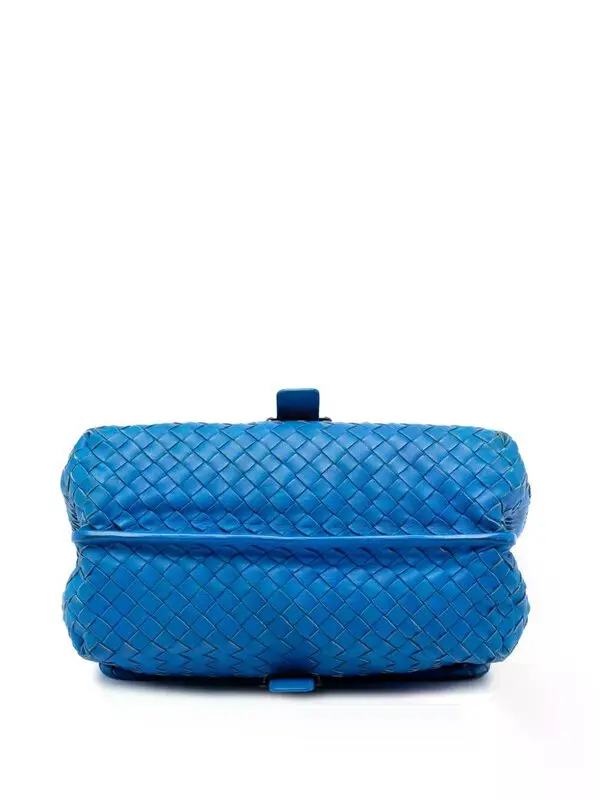 Bottega Veneta 2012-2025 Nappa Intrecciato Double Sided Flap Shoulder Bag - Blue