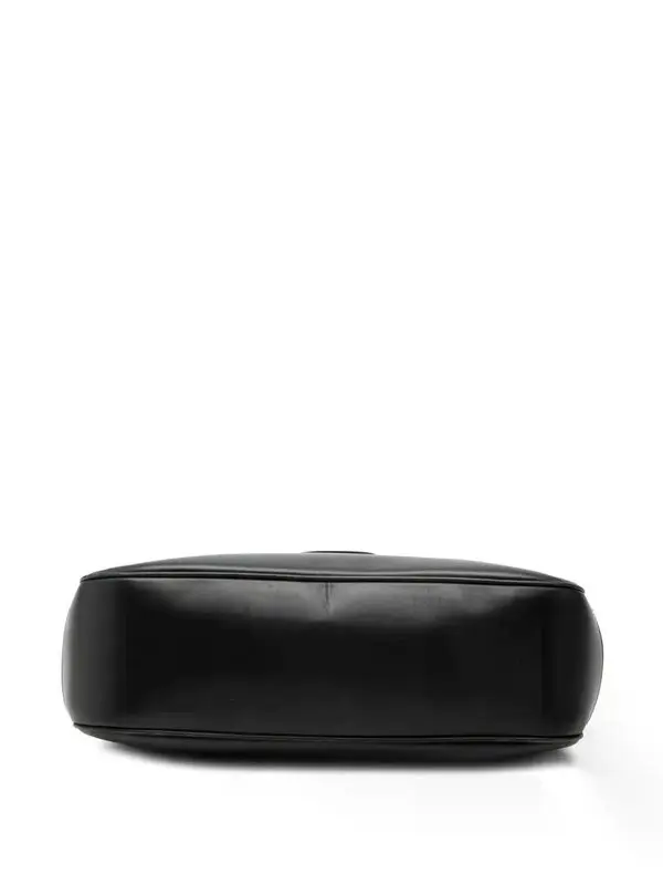 FERRAGAMO Leather Double Gancini Shoulder Bag - Black