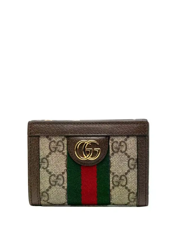 Gucci 2016-2025 Gg Supreme Ophidia Compact Wallet Small Wallets - Brown