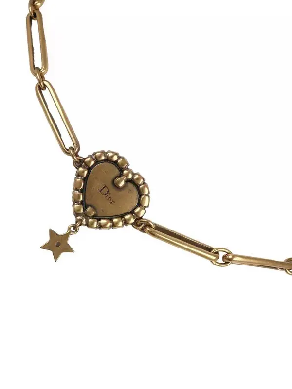 Dior 2017-2025 Plated Crystal J'adior Heart Pendant Necklace - Gold