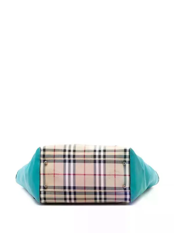 Burberry Haymarket Check Canvas And Leather Canterbury Tote Bag - Blue