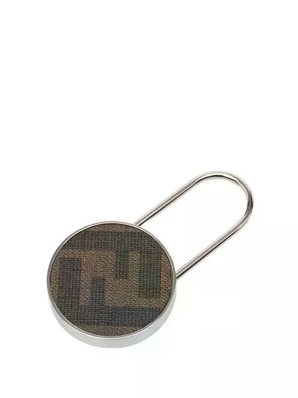 Fendi Plated Canvas Zucca Ring Key Chain - Silver