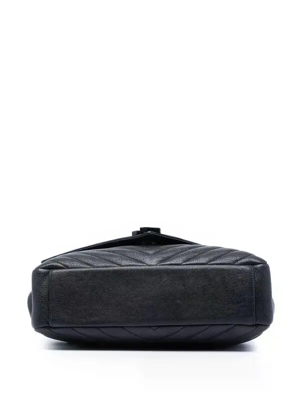 Saint Laurent 2016 Medium Chevron Sheepskin Monogram College Satchel - Black
