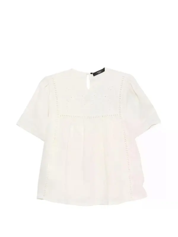 Max Mara Floral-embroidered Paneled Top - Neutrals