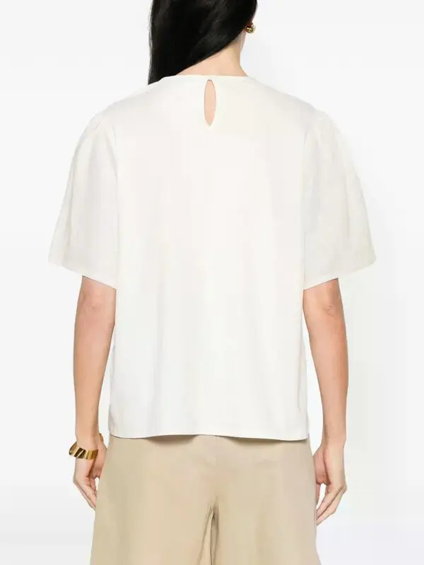 Max Mara Floral-embroidered Paneled Top - Neutrals
