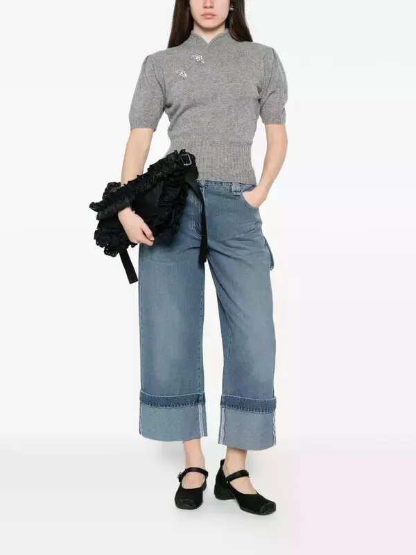 Simone Rocha Embellishment Puff-sleeves Sweater - Grey