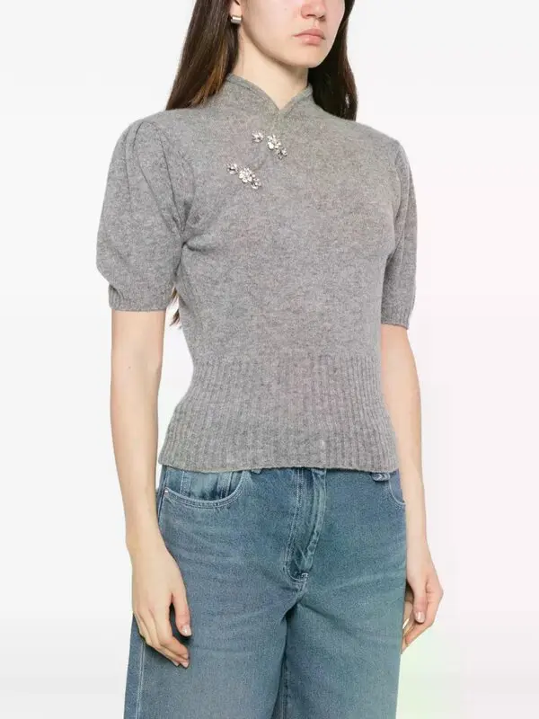 Simone Rocha Embellishment Puff-sleeves Sweater - Grey