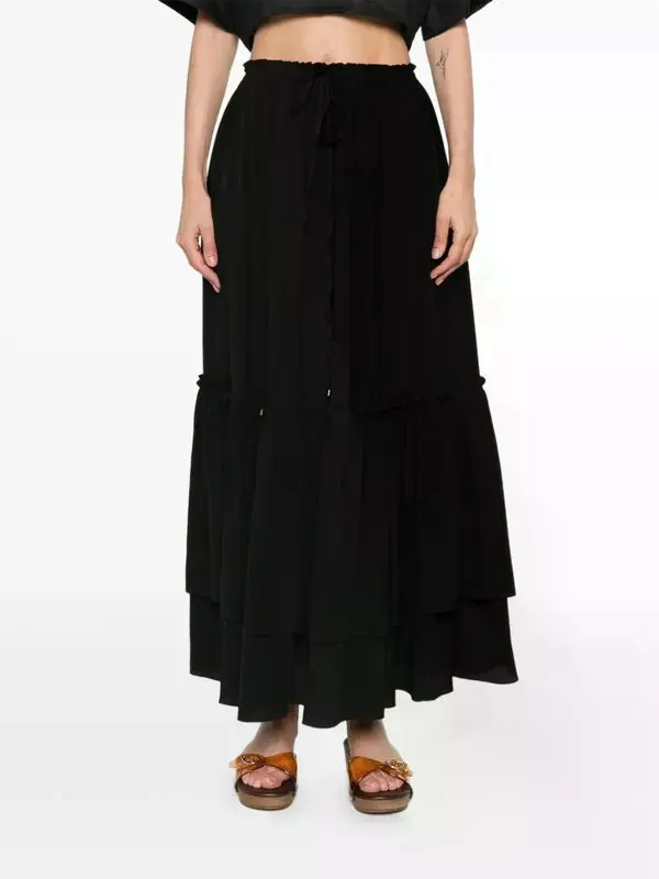 Chloé Tiered Ruffled Maxi Skirt - Black
