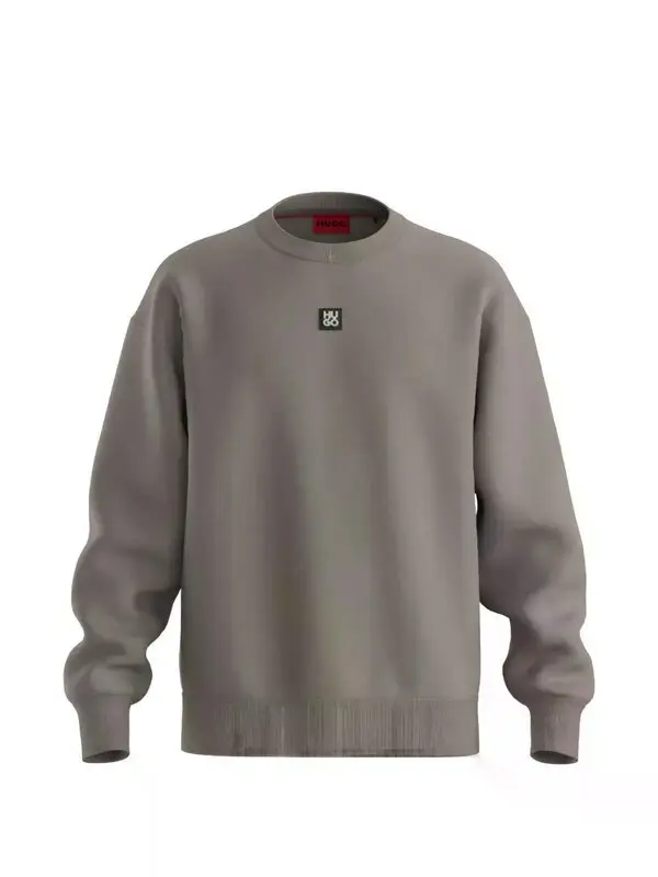 Hugo Crew-neck Sweatshirt With Logo Patch - Brown