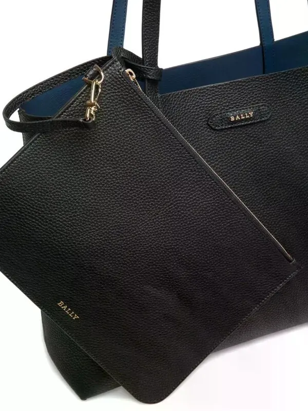 Bally Grained Tote Bag With Logo And Pouch