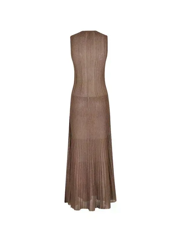 Federica Tosi V-neck Pleated Midi Dress - Brown