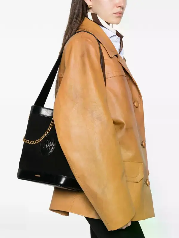 Versace Chain-detail Bucket Bag - Black