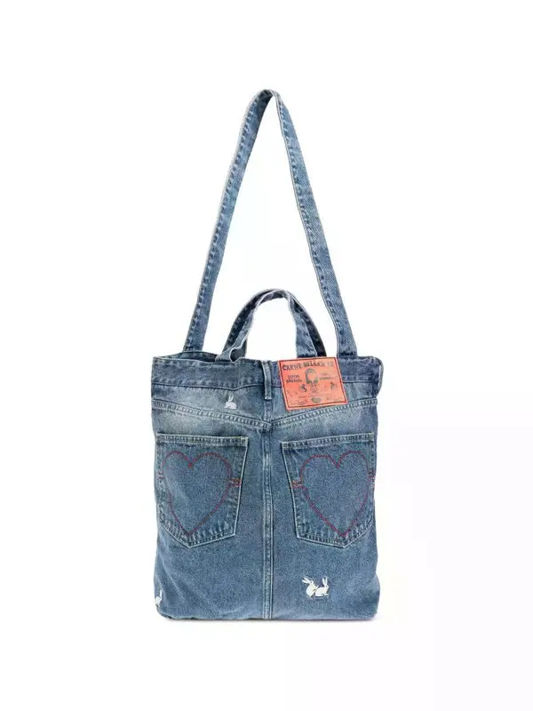CARNE BOLLENTE Heart Patch Denim Tote Bag