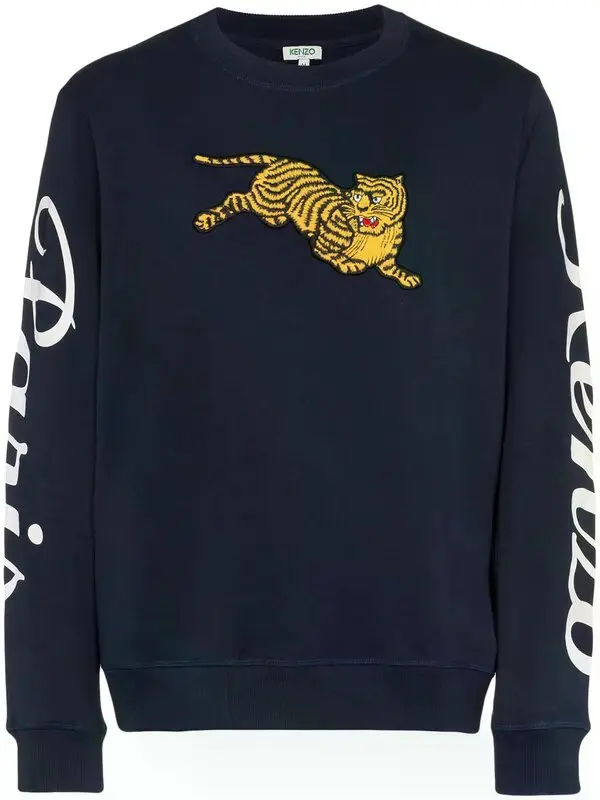 Kenzo Jumping Tiger Embroidered Sweatshirt - Blue