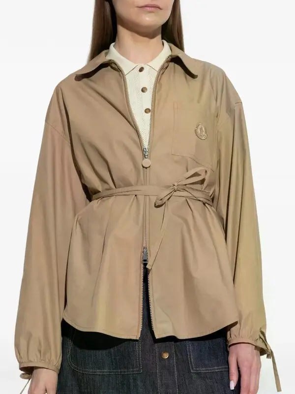 Moncler Logo Patch Cotton Jacket - Neutrals