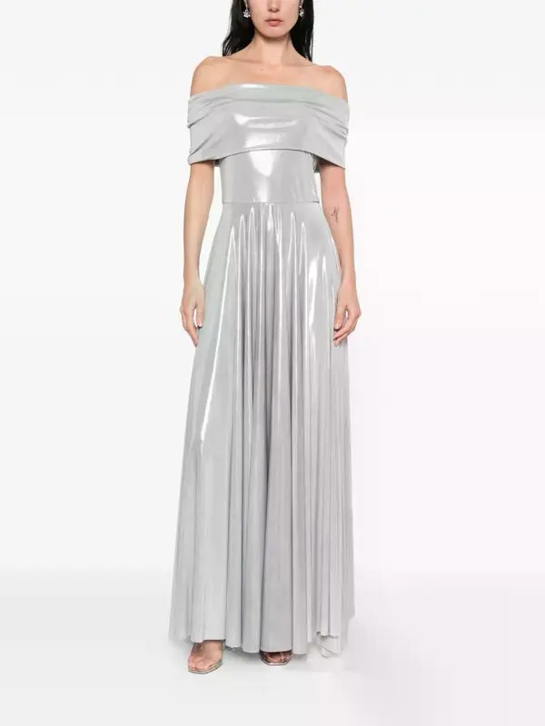 Norma Kamali Off-shoulder Pleated Maxi Dress