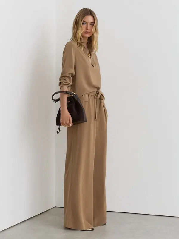 REISS Maria Matte-silk Wide-leg Trousers