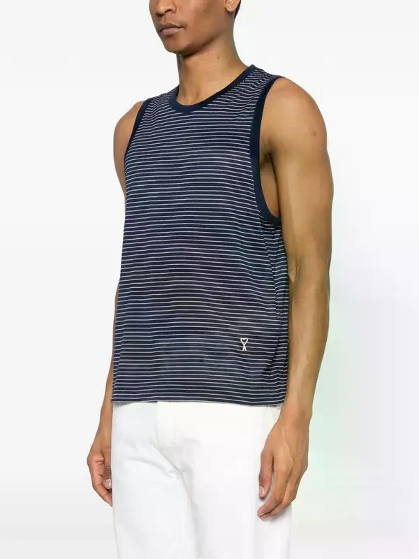 AMI Paris Striped Logo Tank Top