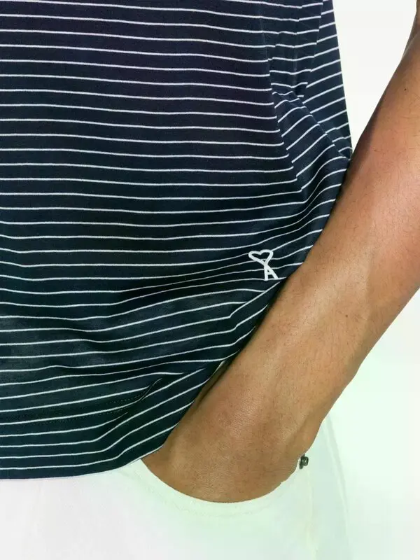AMI Paris Striped Logo Tank Top