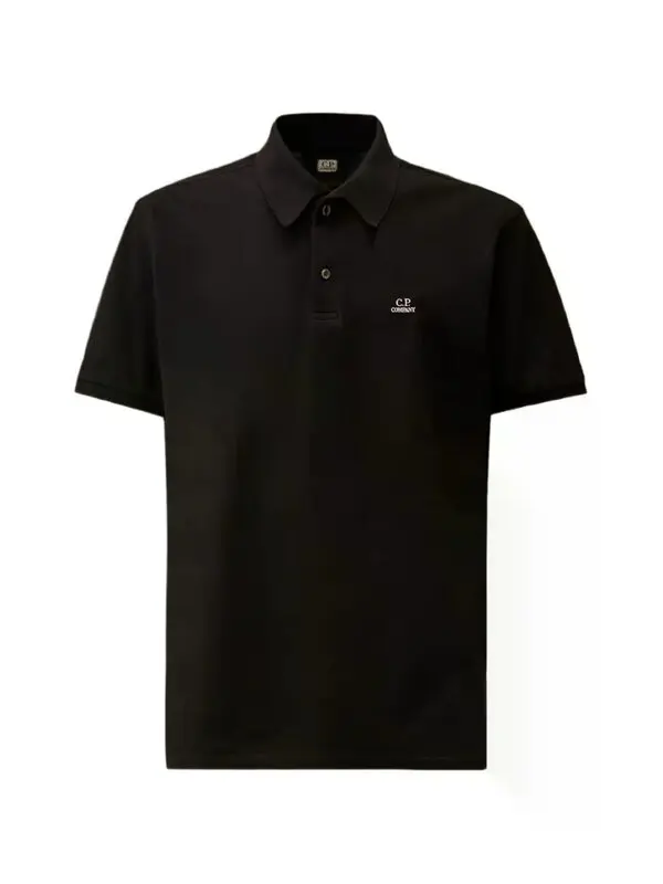 C.P. COMPANY Short-sleeve Point-collar Cotton Polo Shirt - Blue