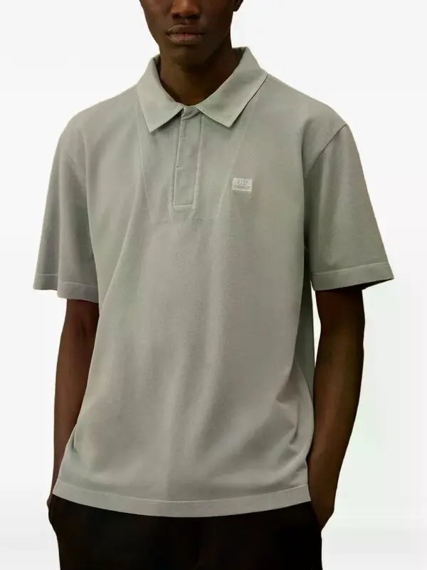 C.P. COMPANY 24/1 Piquet-button Short-sleeve Logo-patch Cotton Polo Shirt - Grey