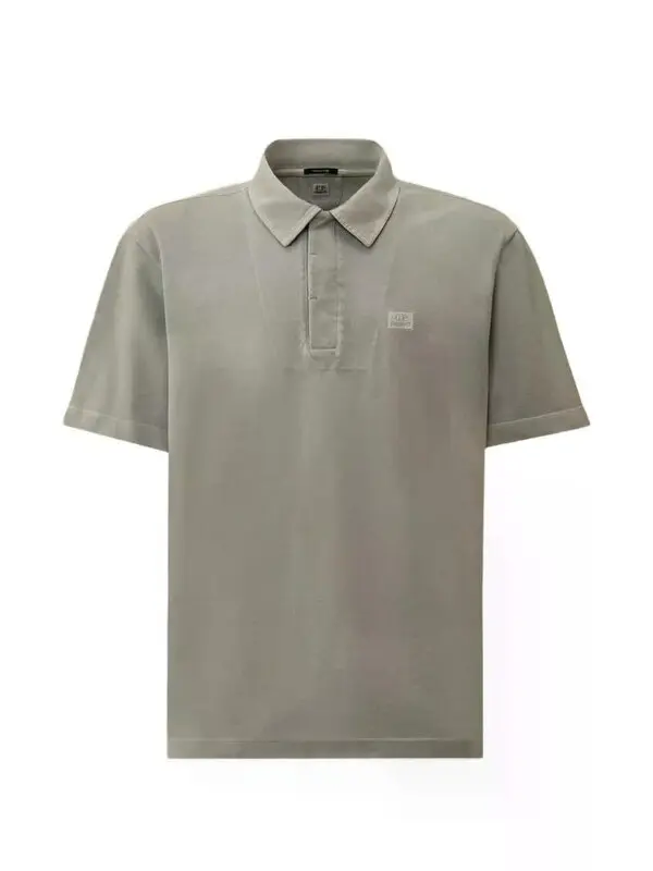 C.P. COMPANY 24/1 Piquet-button Short-sleeve Logo-patch Cotton Polo Shirt - Grey