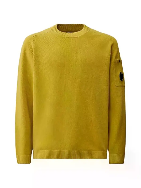 C.P. COMPANY Crewneck Cotton Sweater With Lens Detail - Yellow
