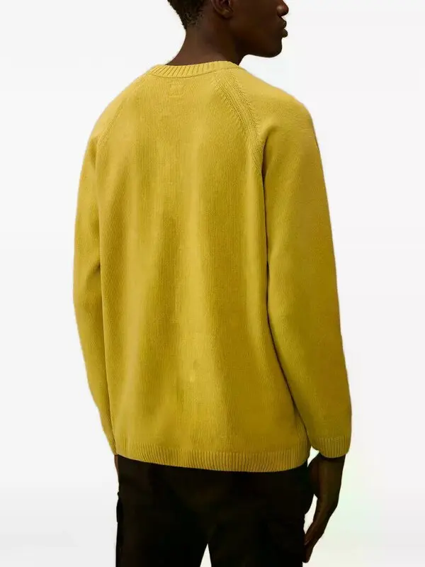 C.P. COMPANY Crewneck Cotton Sweater With Lens Detail - Yellow