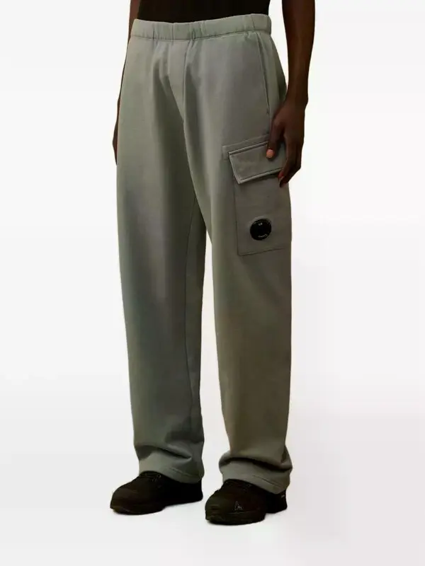 C.P. COMPANY Diagonal-raised Fleece Cargo-pocket Cotton Track Pants - Blue