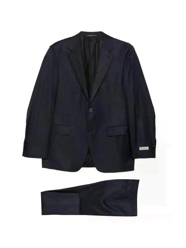 Canali Herringbone Buttoned Suit - Blue