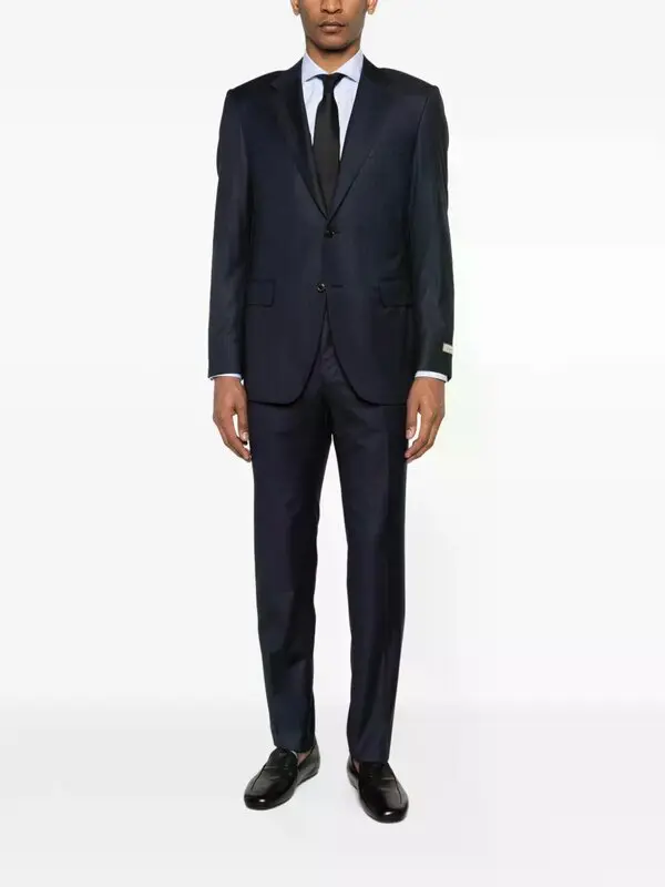 Canali Herringbone Buttoned Suit - Blue