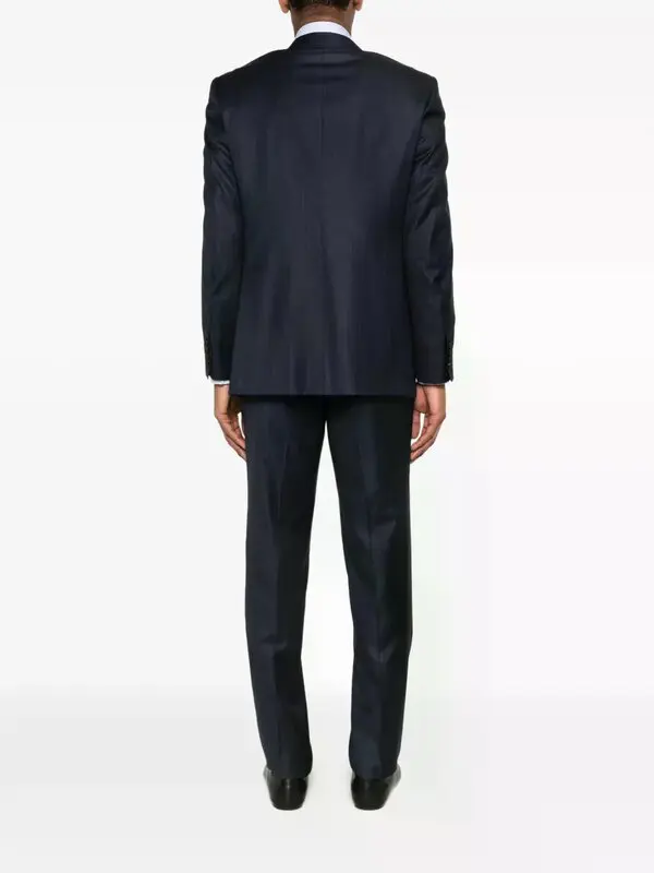 Canali Herringbone Buttoned Suit - Blue