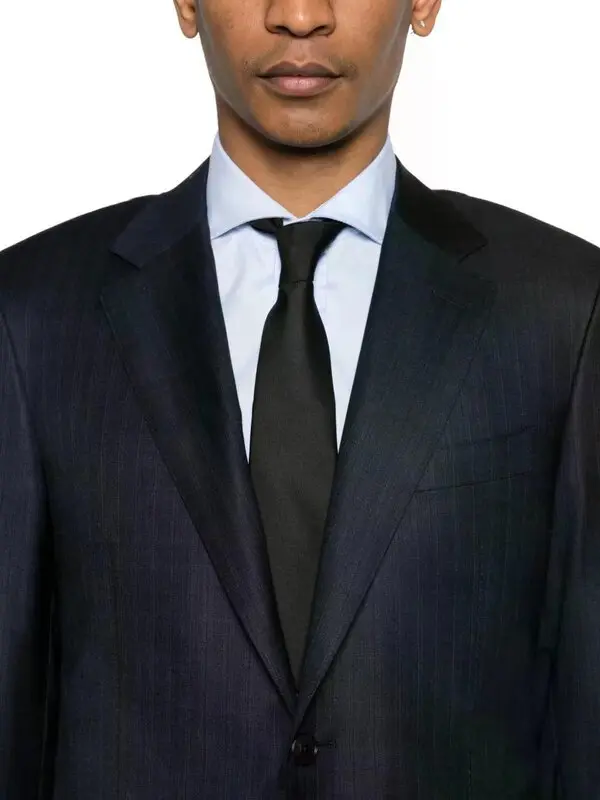 Canali Herringbone Buttoned Suit - Blue