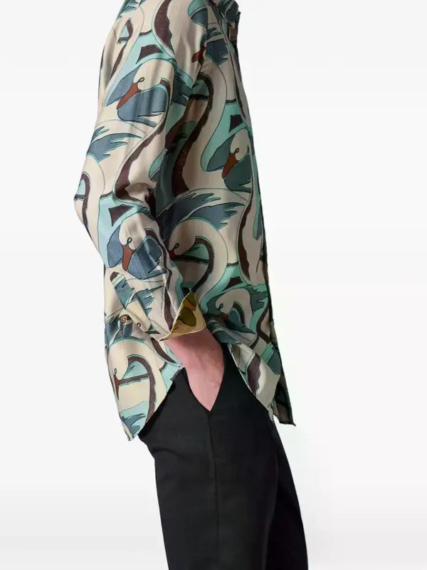 Paul Smith Swan Patterned Shirt - Neutrals