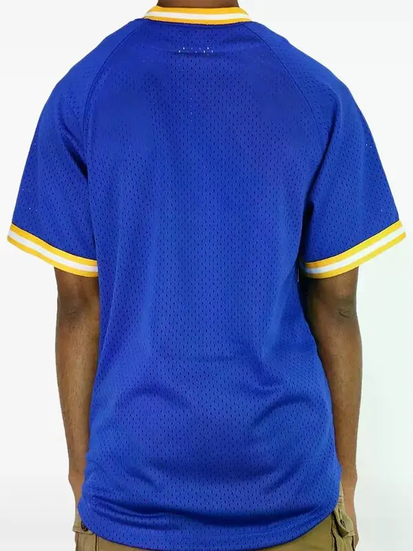Mitchell & Ness Button Front Short Sleeve Shirt With Logo Patch